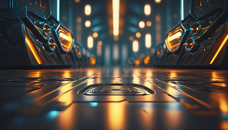 Futuristic Metallic Sci-fi Design Stock Illustration - Illustration of ...