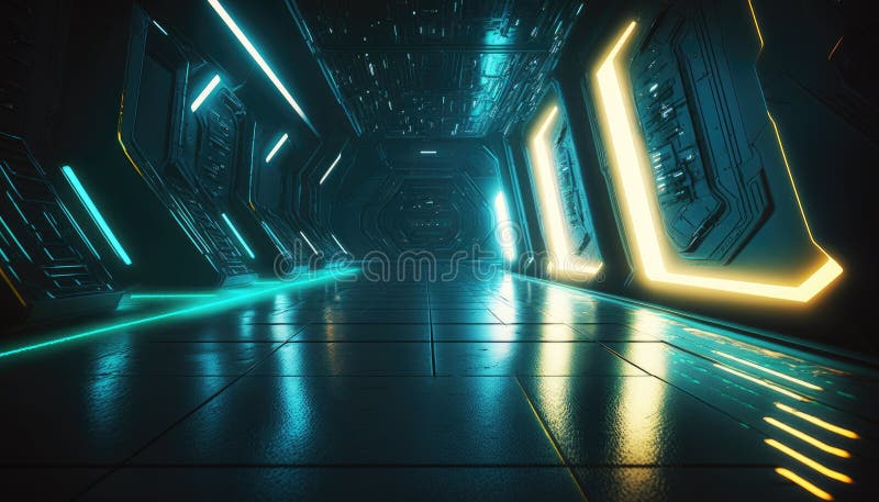 Futuristic Metallic Sci-fi Design Stock Illustration - Illustration of ...