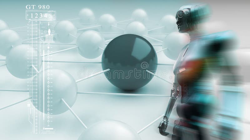 Futuristic Metallic Science Fiction Humanoid Cyborgs Stock Illustration ...