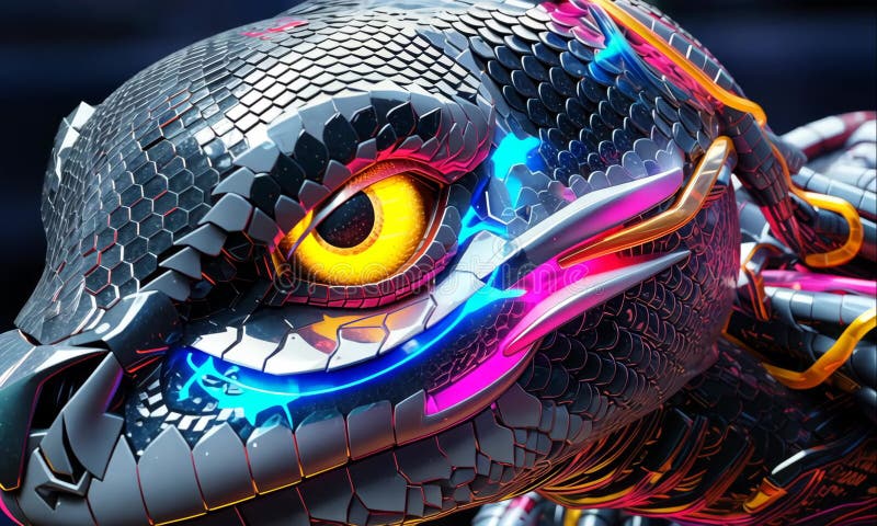 Futuristic Metallic Snake Creature Stock Video - Video of hybrid ...