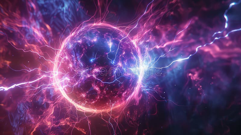Futuristic Metallic Sphere Emitting Powerful Electric and Plasma Rays ...