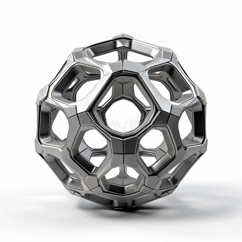 Futuristic Metallic Sphere with Geometric Hexagon Pattern Design Stock ...