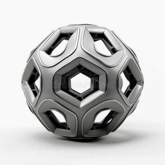 Futuristic Metallic Sphere with Intricate Hexagonal Design Stock ...