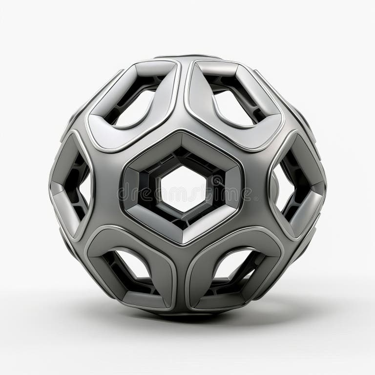 Futuristic Metallic Sphere with Intricate Hexagonal Design Stock ...