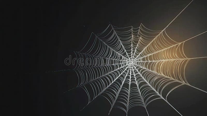 Futuristic Metallic Spider Web Illuminated Against a Sleek Black ...