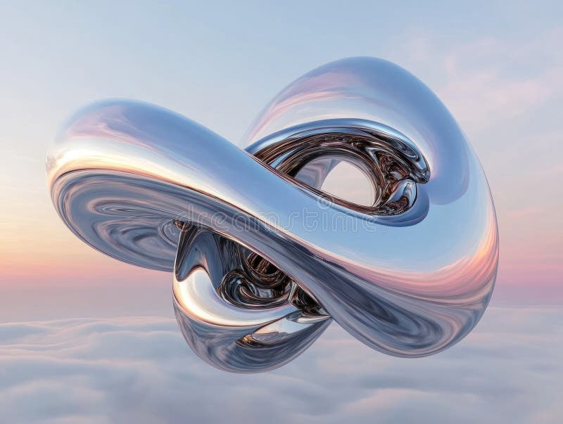 Futuristic Metallic Structure Floating Amidst Clouds at Sunset Stock ...