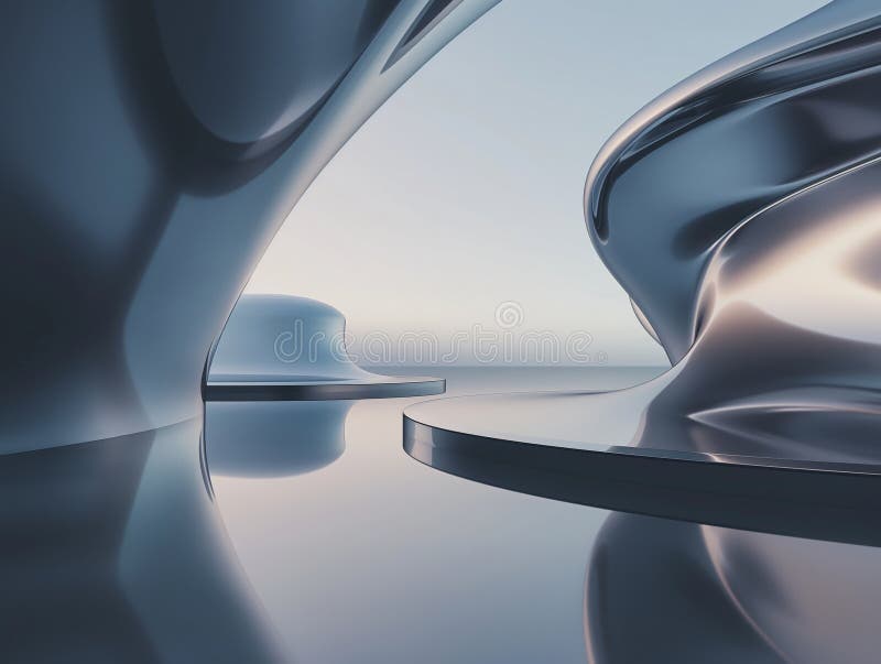 Futuristic Metallic Structures with Smooth Curves Stock Photo - Image ...