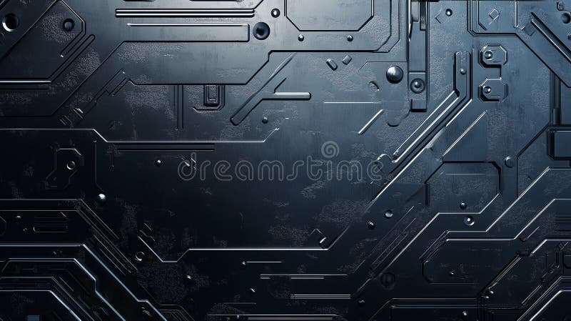 Futuristic Metallic Surface Featuring Complex Geometric Patterns and ...