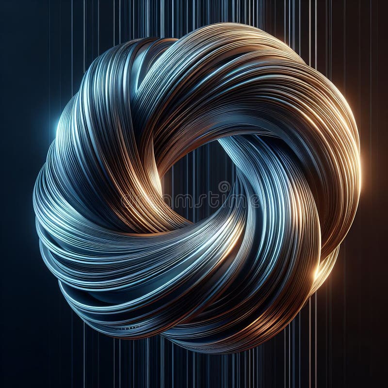 Futuristic Metallic Torus with Golden and Silver Light Stock ...