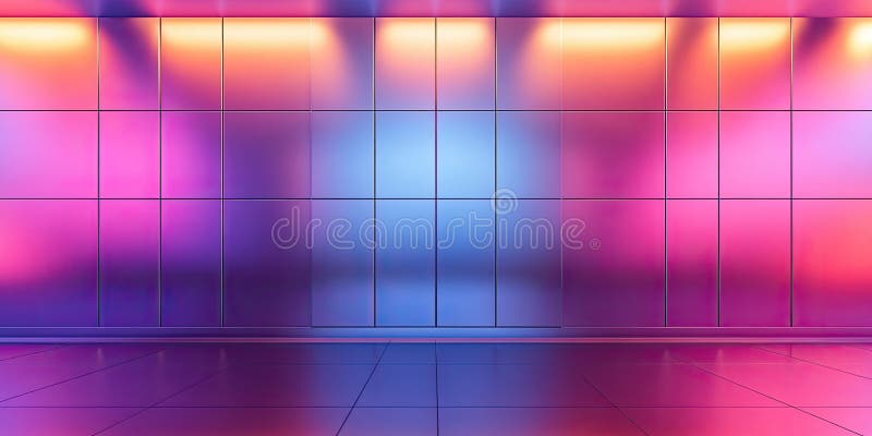 Futuristic Metallic Walls with Illuminated Panels, High-Tech Design ...
