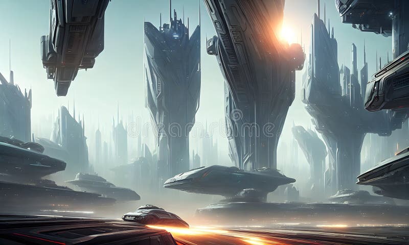 Futuristic Metaverse City, Generative AI Illustration Stock ...