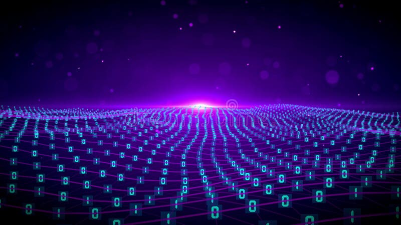 Metaverse Text Reveal on Abstract Purple Blue Digital Technology Wavy ...