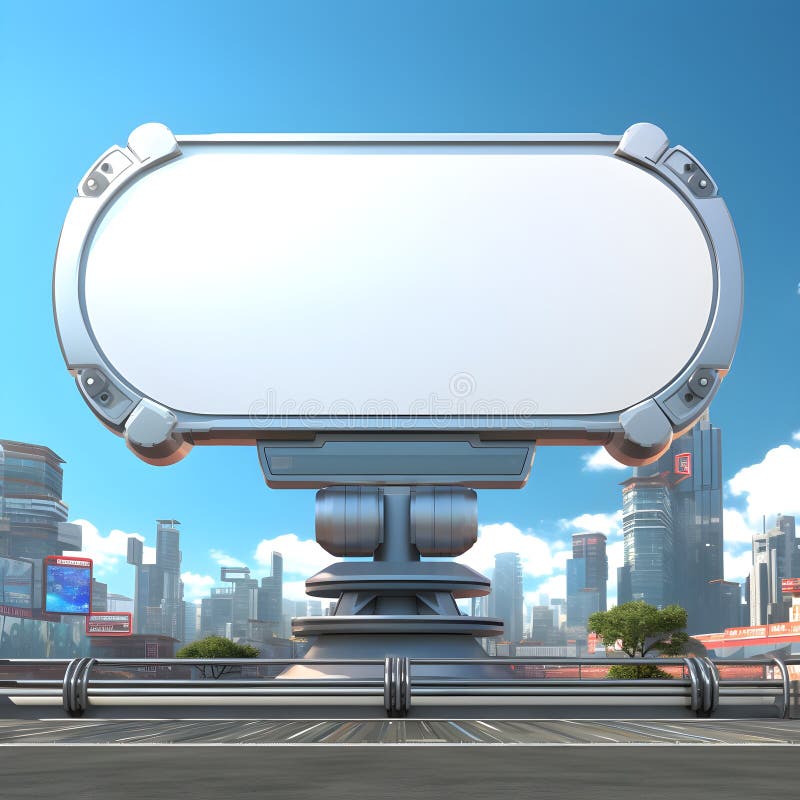 Futuristic Metropolis As the Backdrop for a Blank Billboard Stock ...