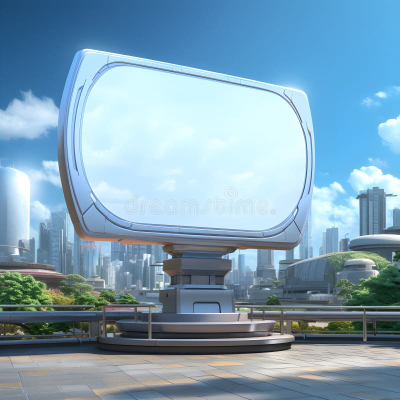 Futuristic Metropolis As the Backdrop for a Blank Billboard Stock ...
