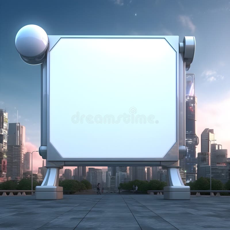 Futuristic Metropolis As the Backdrop for a Blank Billboard Stock ...