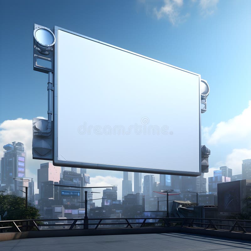 Futuristic Metropolis As the Backdrop for a Blank Billboard Stock ...
