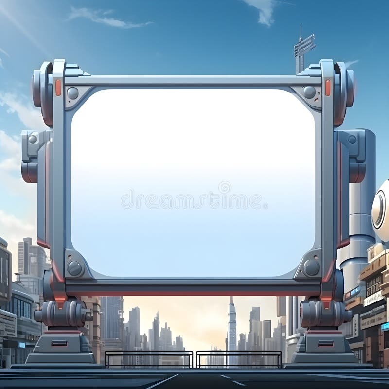 Futuristic Metropolis As the Backdrop for a Blank Billboard Stock ...