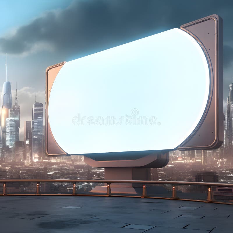 Futuristic Metropolis Displayed on a Blank Billboard Stock Illustration ...