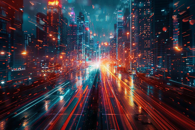 Futuristic Metropolis Where Technology Has Advanced Generative AI Stock ...