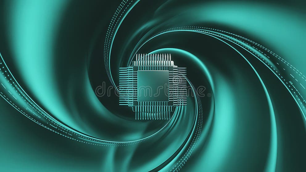 Futuristic Microchip Circuit Board Design with Teal Highlights Stock ...