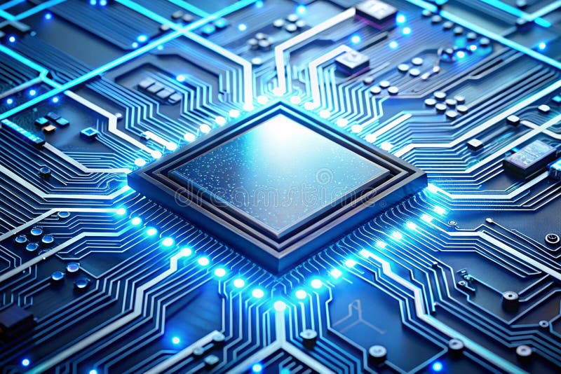 Futuristic Microchip with Digital Overlay Stock Illustration ...