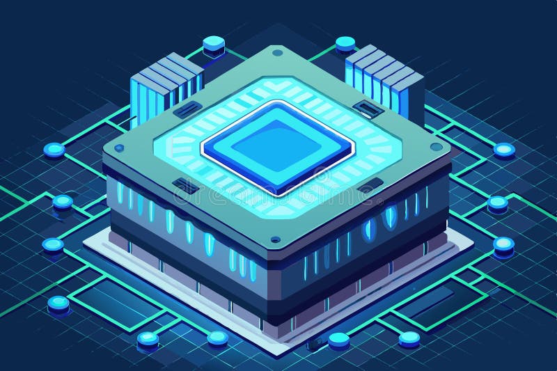 Futuristic Microchip with Glowing Elements and a Sleek Design ...