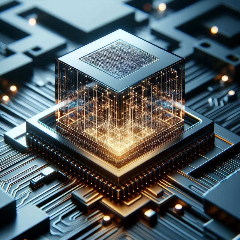 A Futuristic Microchip Glows with Intricate Circuitry, Highlighted by ...