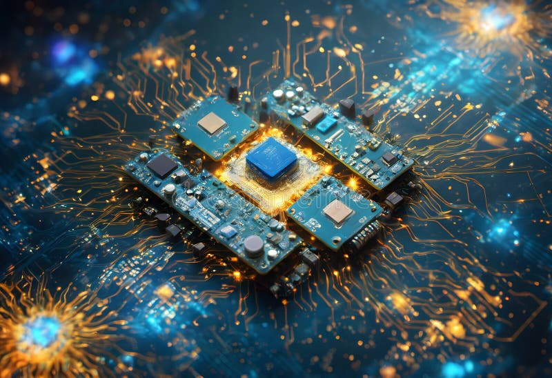 Futuristic Microchip Network: Advanced AI Technology Stock Photo ...