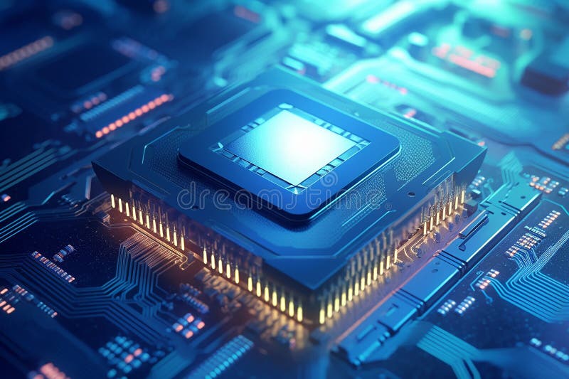 Futuristic Microchip Processor Central Processing Unit with Blue Light ... Futuristic Microchip Processor Central Processing Unit with Blue Light ...
