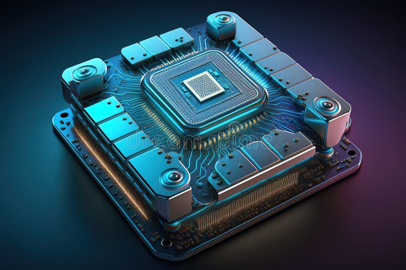 Microchip Processor, Generative AI Stock Illustration - Illustration of ...