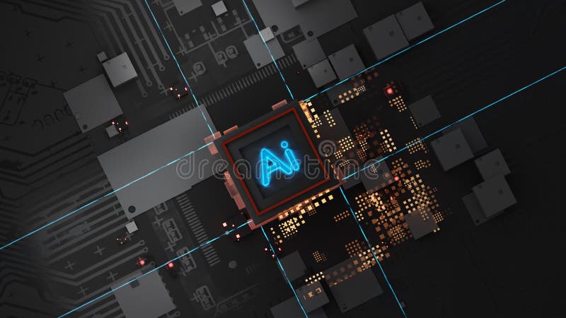 Futuristic Microchip Processor with Lights Blue AI Background. Quantum ... Futuristic Microchip Processor with Lights Blue AI Background. Quantum ...
