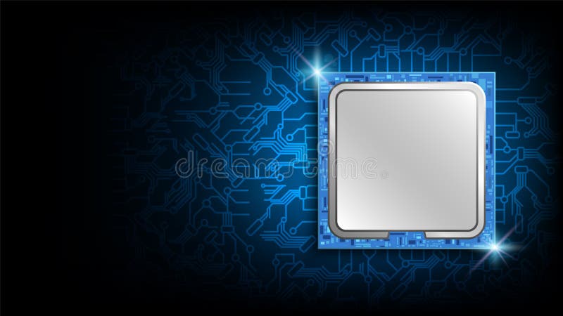 Futuristic Microchip Processor with Lights on the Blue Background, CPU ...