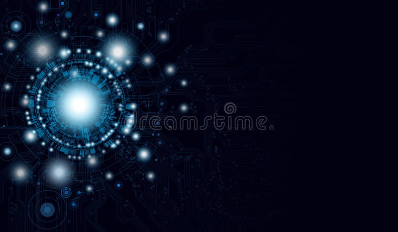 Futuristic Microchip Processor with Lights on the Blue Background ...