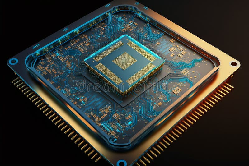 Futuristic Microchip Processor. Quantum Computer, Big Data Processing ...