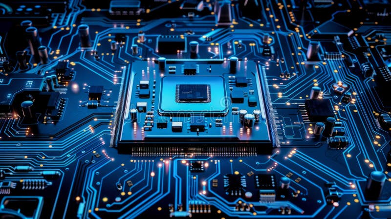 Advanced Microchip Processor: AI, Circuit Board, Motherboard Technology Stock Illustration ...