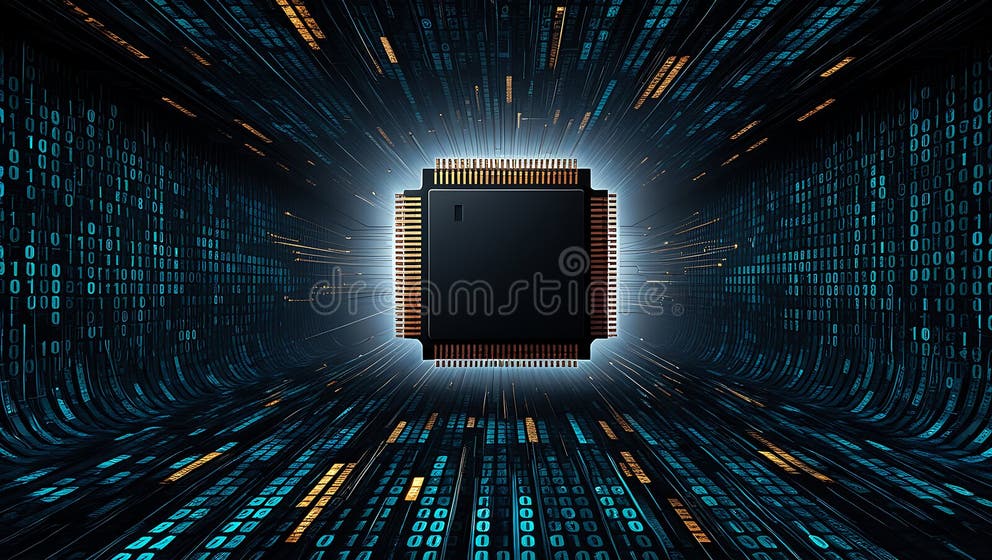 Futuristic Microchip Technology in a Digital Data Tunnel - High-Tech ...