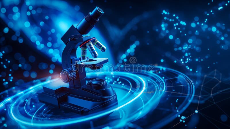 Futuristic Microscope with Digital Effects Stock Photo - Image of ...
