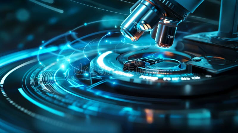 Futuristic Microscope with Digital Interface Stock Photo - Image of ...