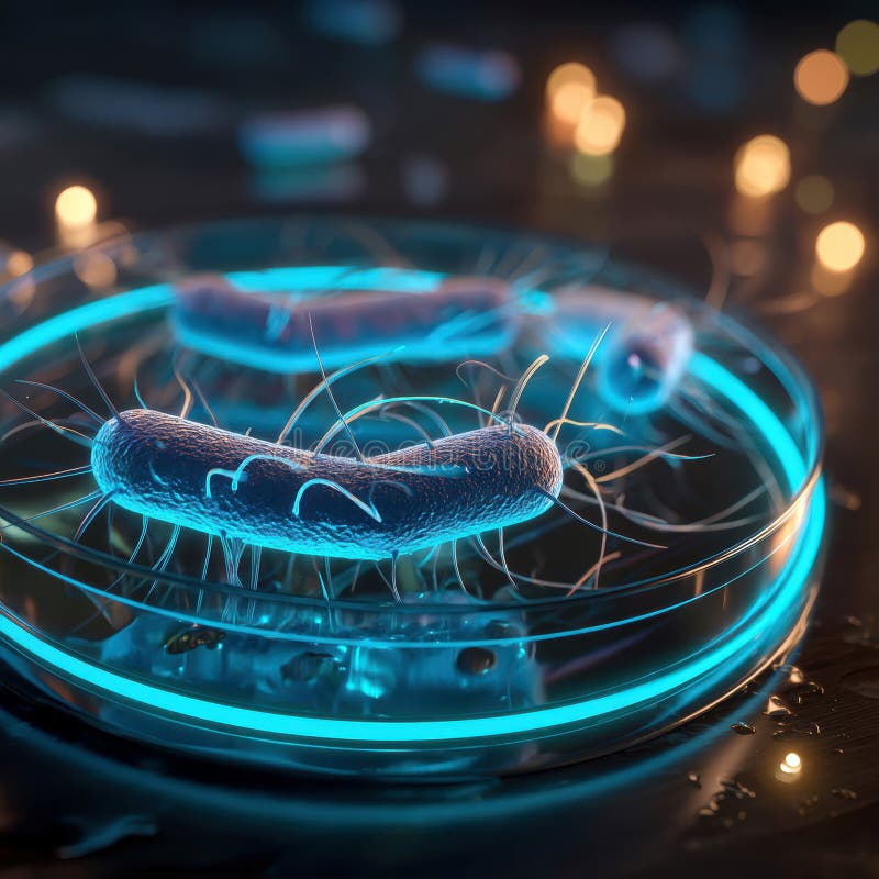 A Futuristic Microscope or Lab Equipment, Illuminated in Blue ...