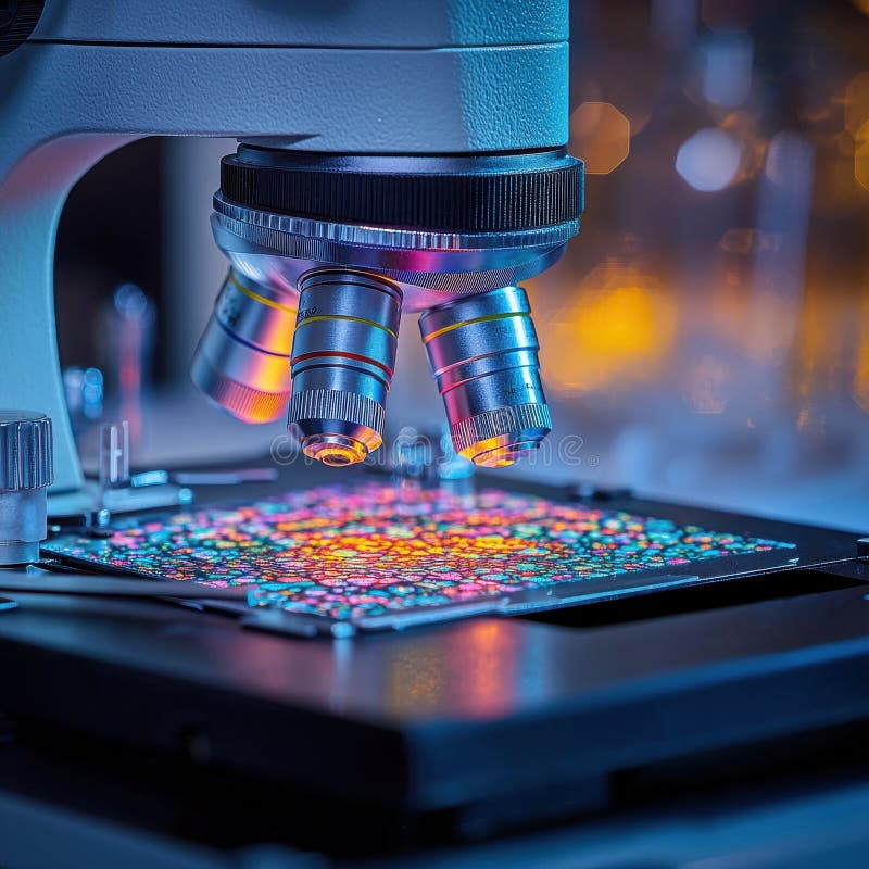 Futuristic Microscope with Neon Lights. Stock Illustration ...