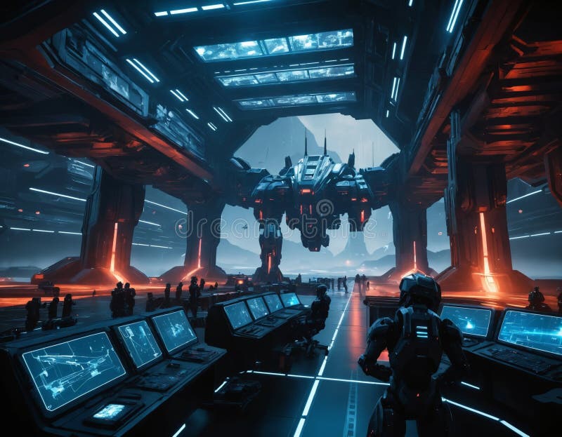 Futuristic Military Base Set in a High-tech Environment Stock ...