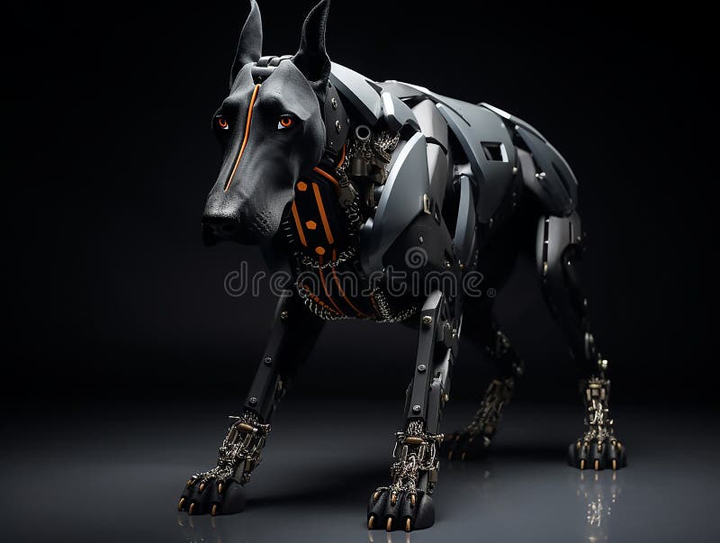 Futuristic Military Cybernetic Robot Dog, Doberman Breed. a Dog-like ... Futuristic Military Cybernetic Robot Dog, Doberman Breed. a Dog-like ...