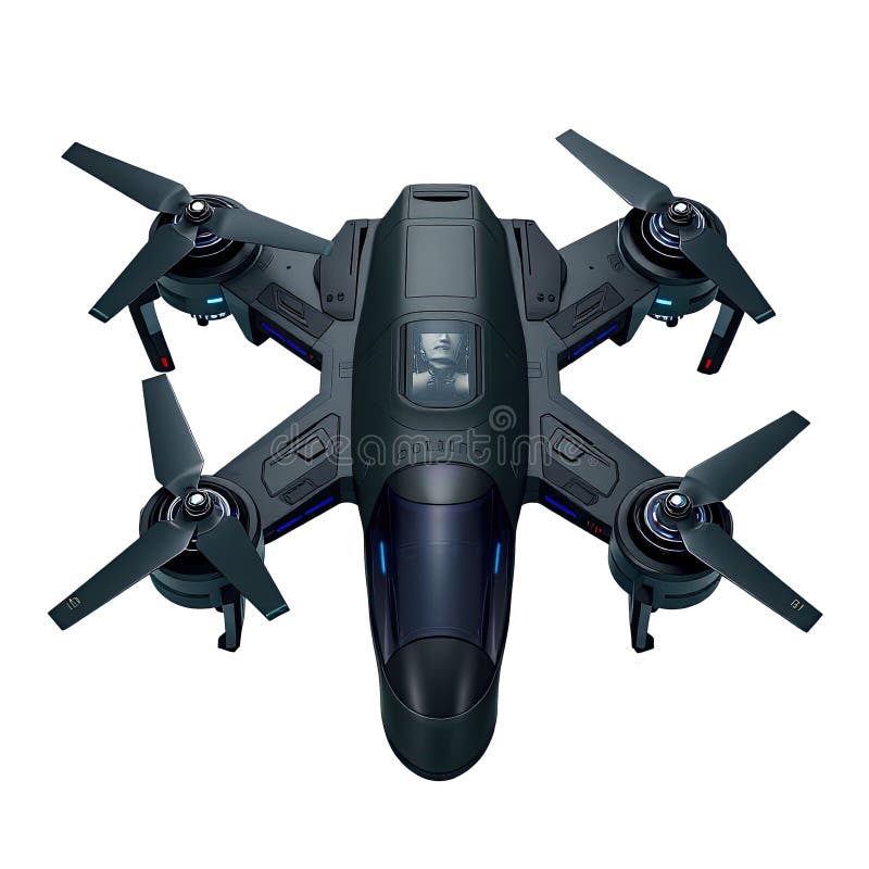 Futuristic Military Drone, Front View. Stock Image - Illustration of ...