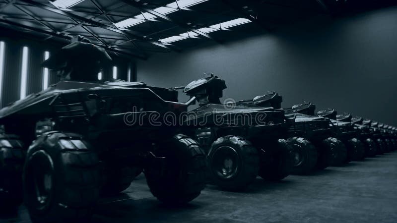 Futuristic Military Tanks in Military Base. Realistic 4k Animation ...