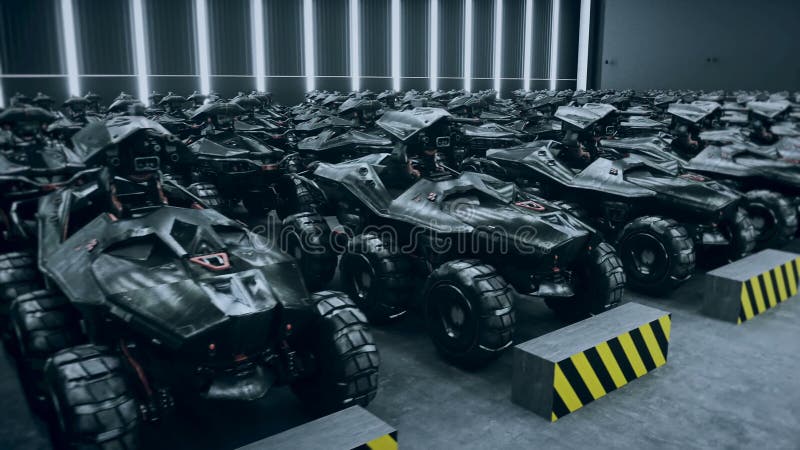 Futuristic Military Tanks in Military Base. Realistic 4k Animation ...