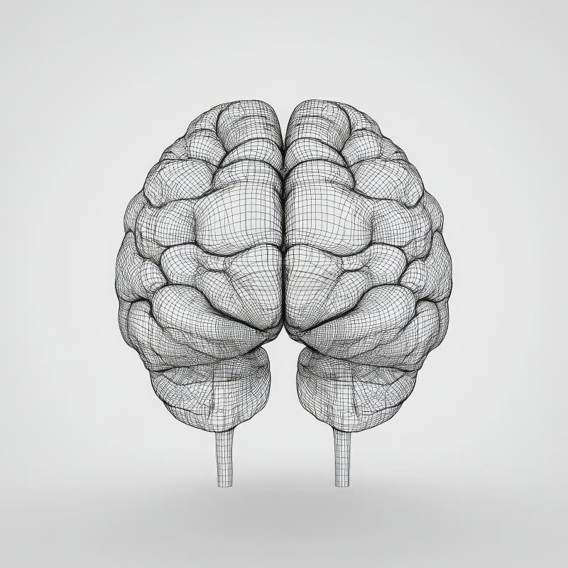 A Futuristic Mind Structure is Visualized As a Digital Brain Wireframe ...
