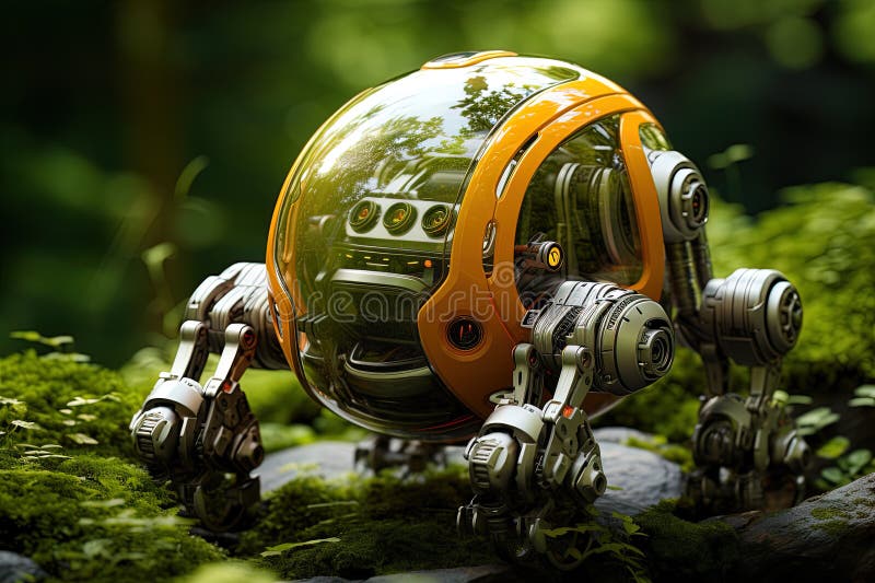 Futuristic Mini Eco Robot, Generative Ai Stock Illustration ...