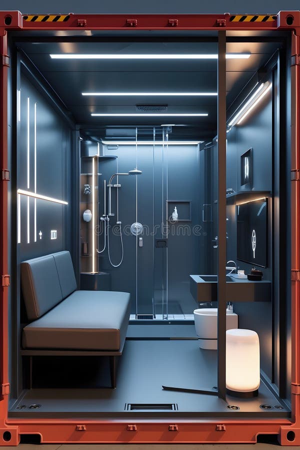 Futuristic Minimal Shower Room Interior Stock Illustration ...