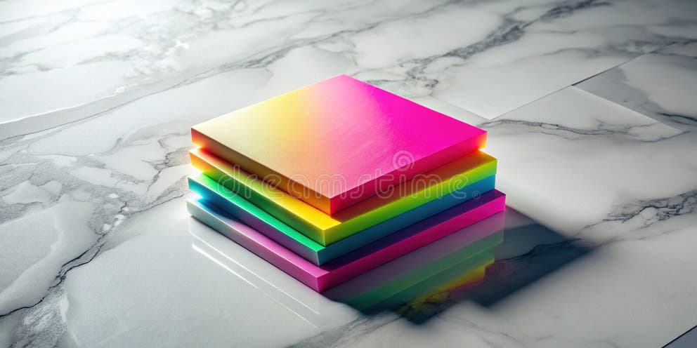 A Futuristic Minimalist Cyber Glow Postit Note on a Marble Surface a ...
