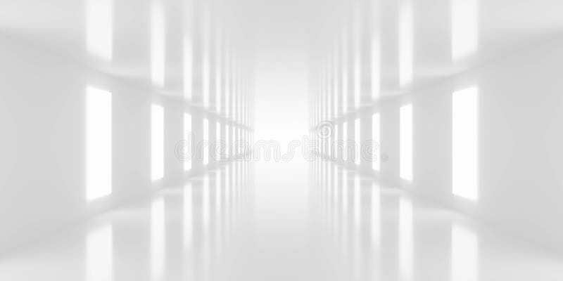 Futuristic Minimalist Hallway with Glowing Windows 3d Render Wallpaper ...